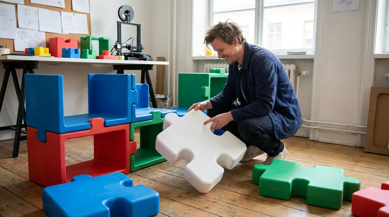 Outpoll | Gustaf Westman unveils modular, puzzle-inspired shelf.